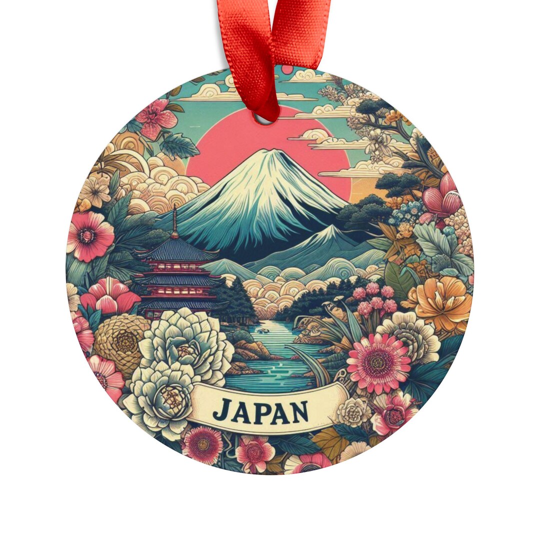 JAPAN Landscape View, Japanese Travel Round Acrylic Ornament ...