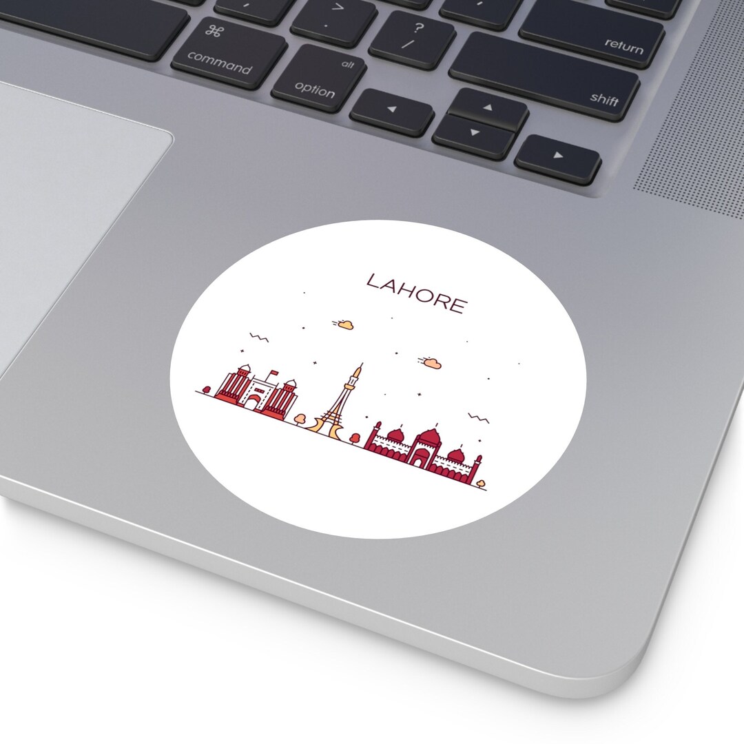 LAHORE PAKISTAN City Skyline Travel Round Water Resistant Vinyl Sticker ...