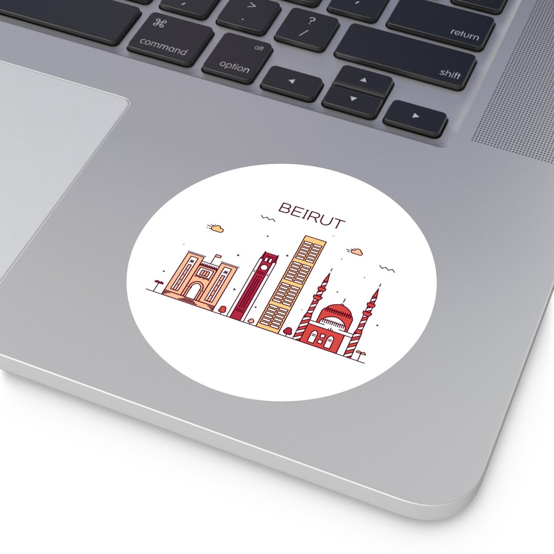 BEIRUT LEBANON City Skyline Travel Round Water Resistant Vinyl Sticker ...