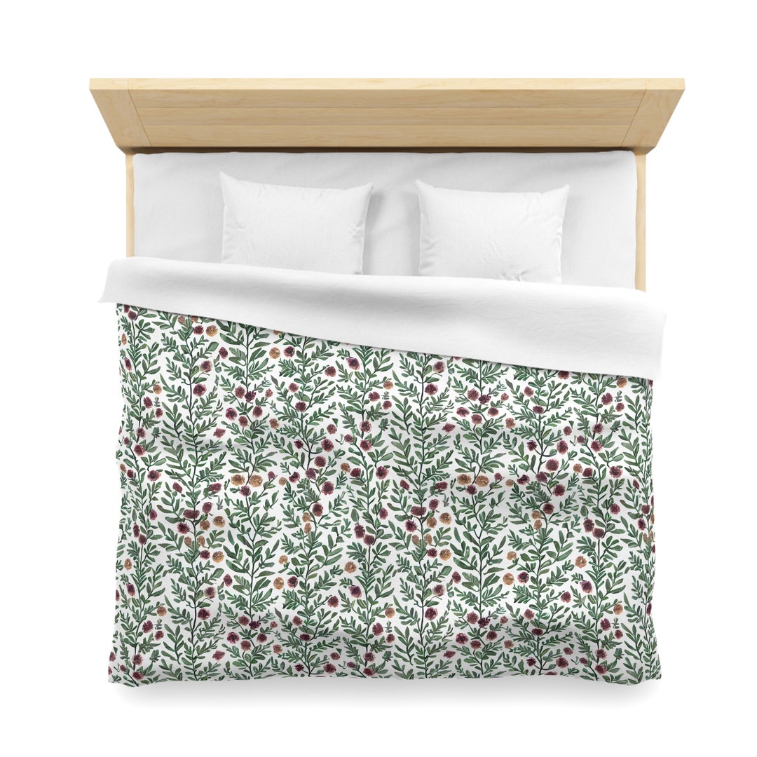 Microfiber Duvet Cover Swedish Inspired Flowers Scandinavian Folk Art ...