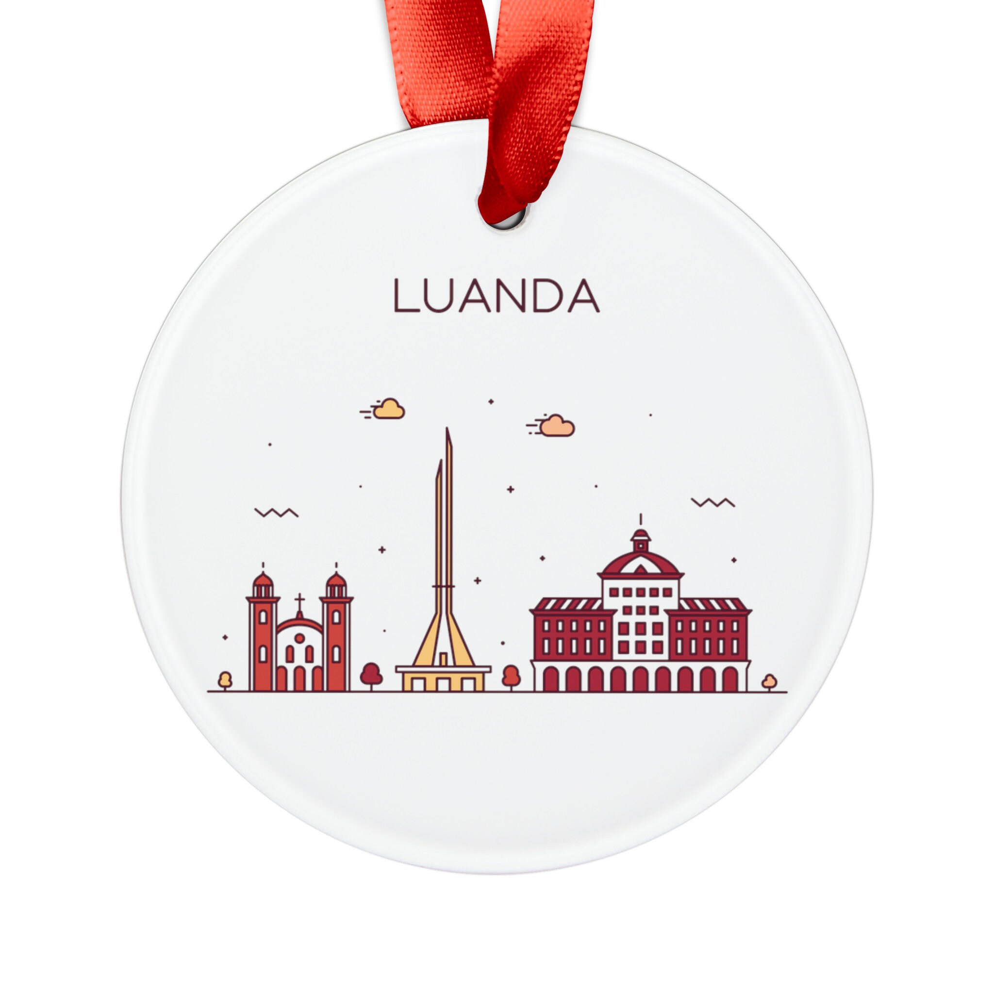 LUANDA ANGOLA City Skyline, Africa Travel White Acrylic Ornament ...