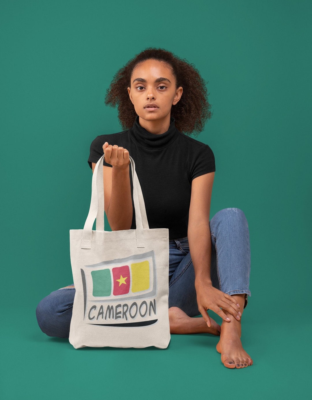 CAMEROON Flag Cotton Canvas 15 X 16 Inch Tote Bag African Country Pride ...