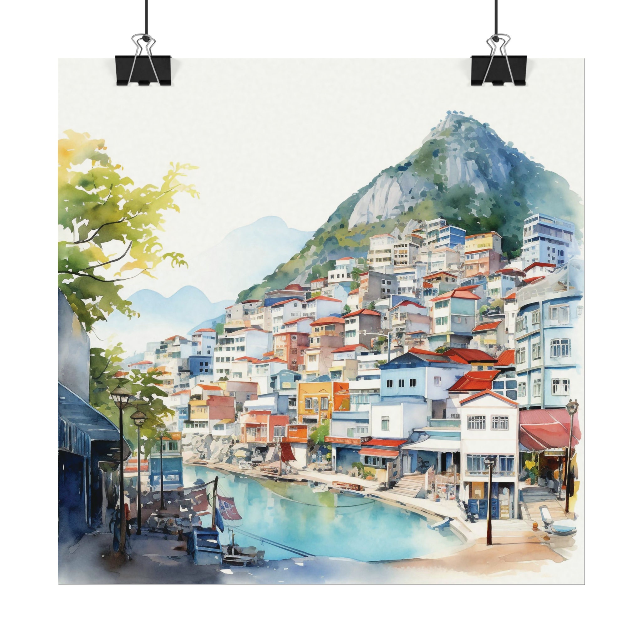 BUSAN SOUTH KOREA City View Textured Watercolor Matte Poster Square ...