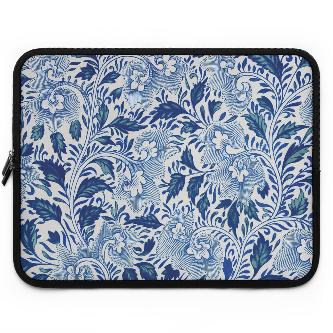 Vintage Chinese Blue Floral Pattern Neoprene Padded iPad Case Tablet ...