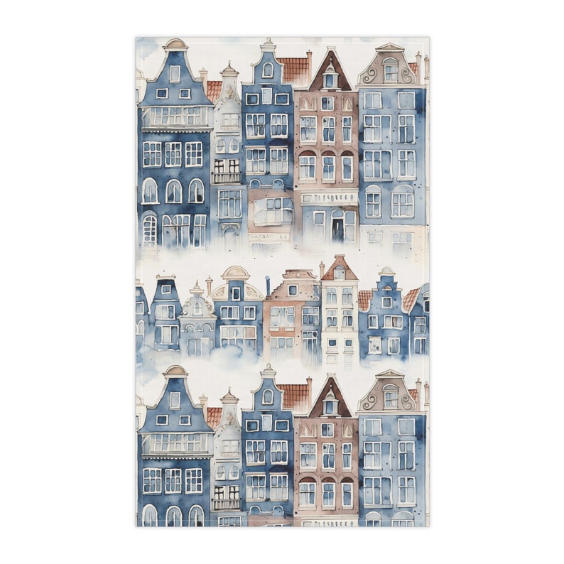 Blue Delft China Inspired Dutch Houses 18 X 30 Inch Kitchen Tea Towel ...