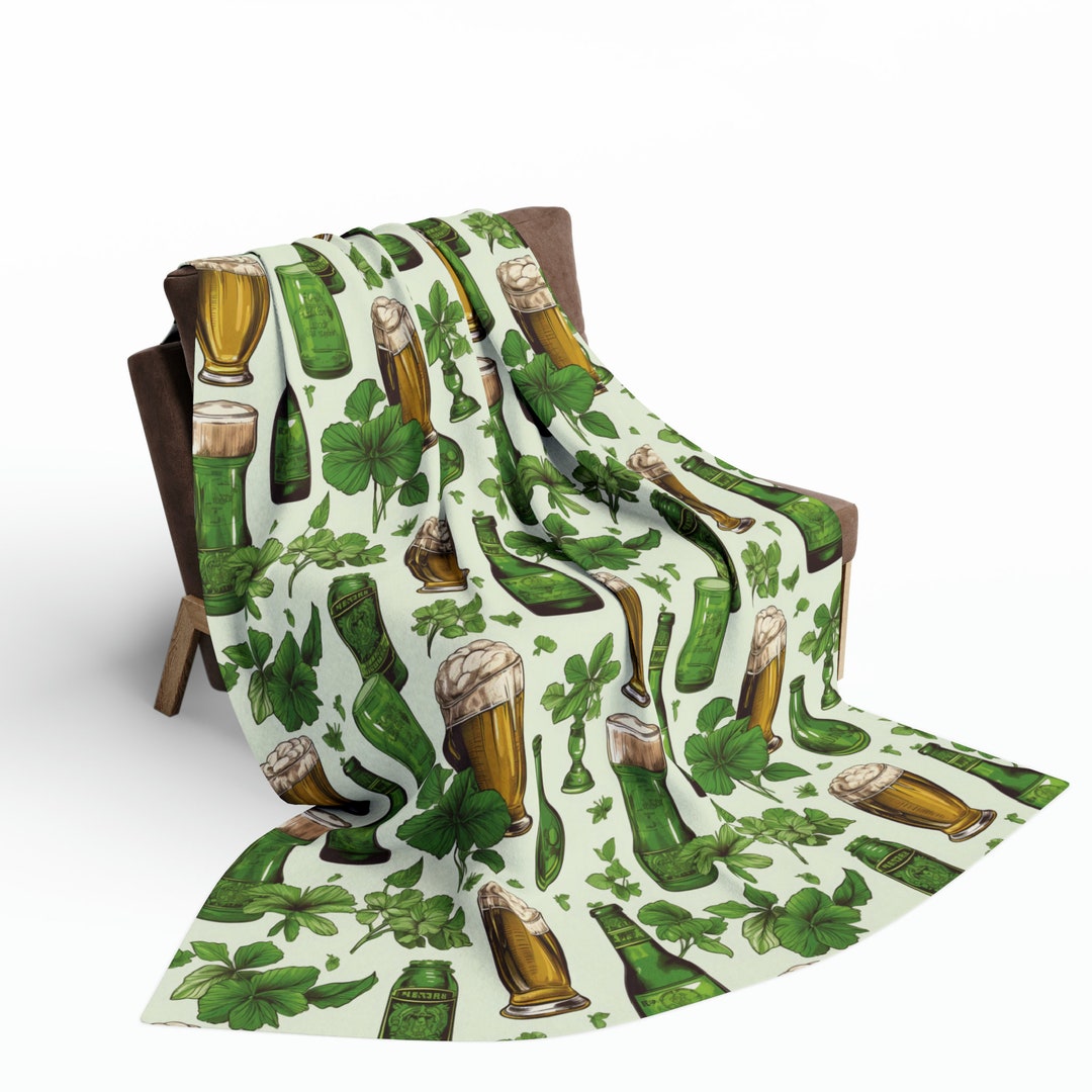 Irish Shamrocks Green Beer Pattern Arctic Fleece Blanket Couch Throw 3 ...