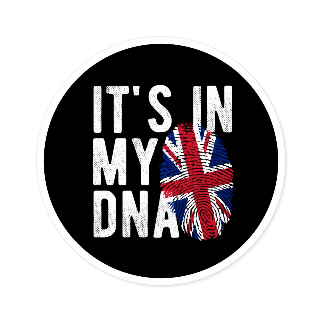 UK DNA Flag British English Ancestry Round Water Resistant Vinyl ...