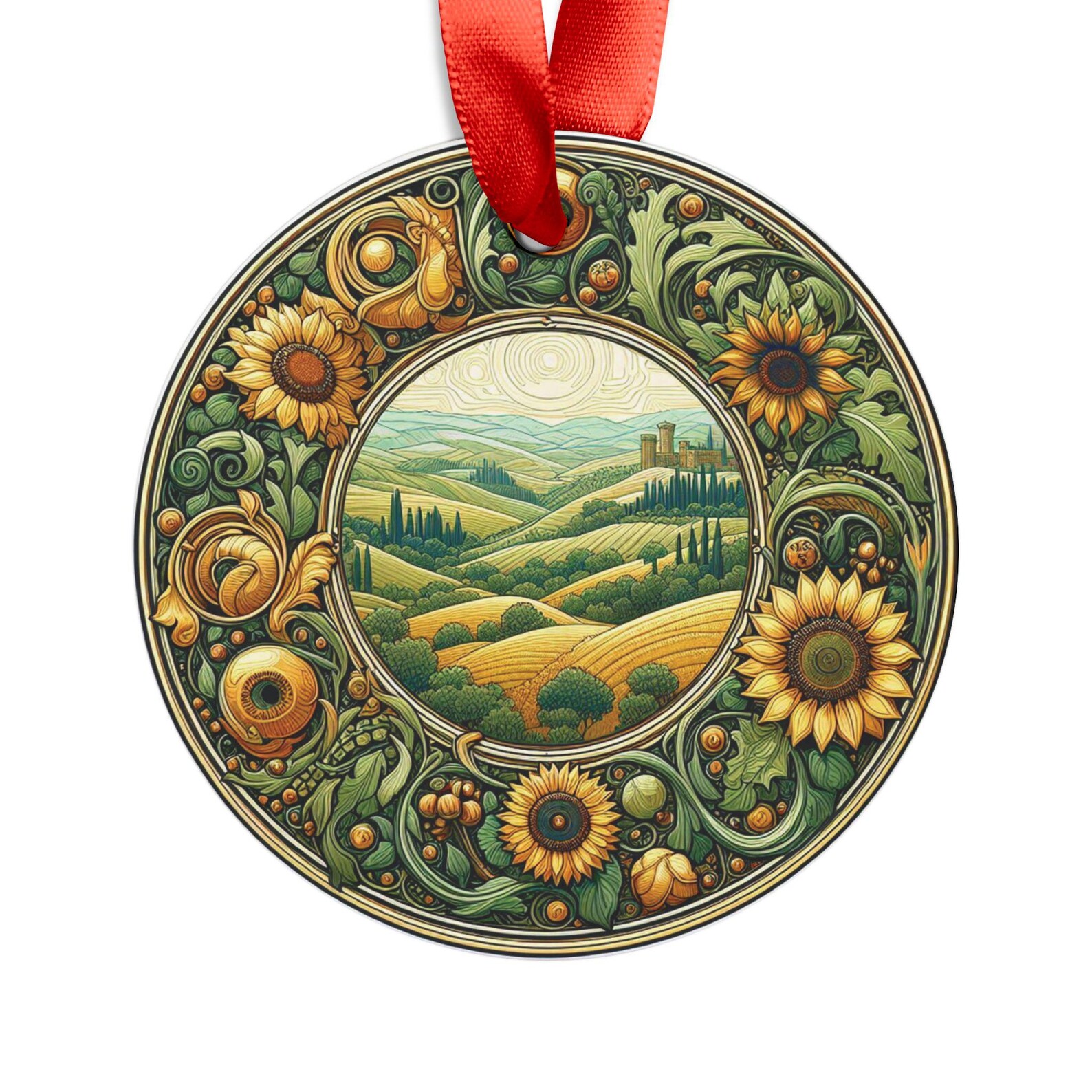 TUSCANY ITALY, Tuscan Landscape Italian Round Acrylic Ornament ...