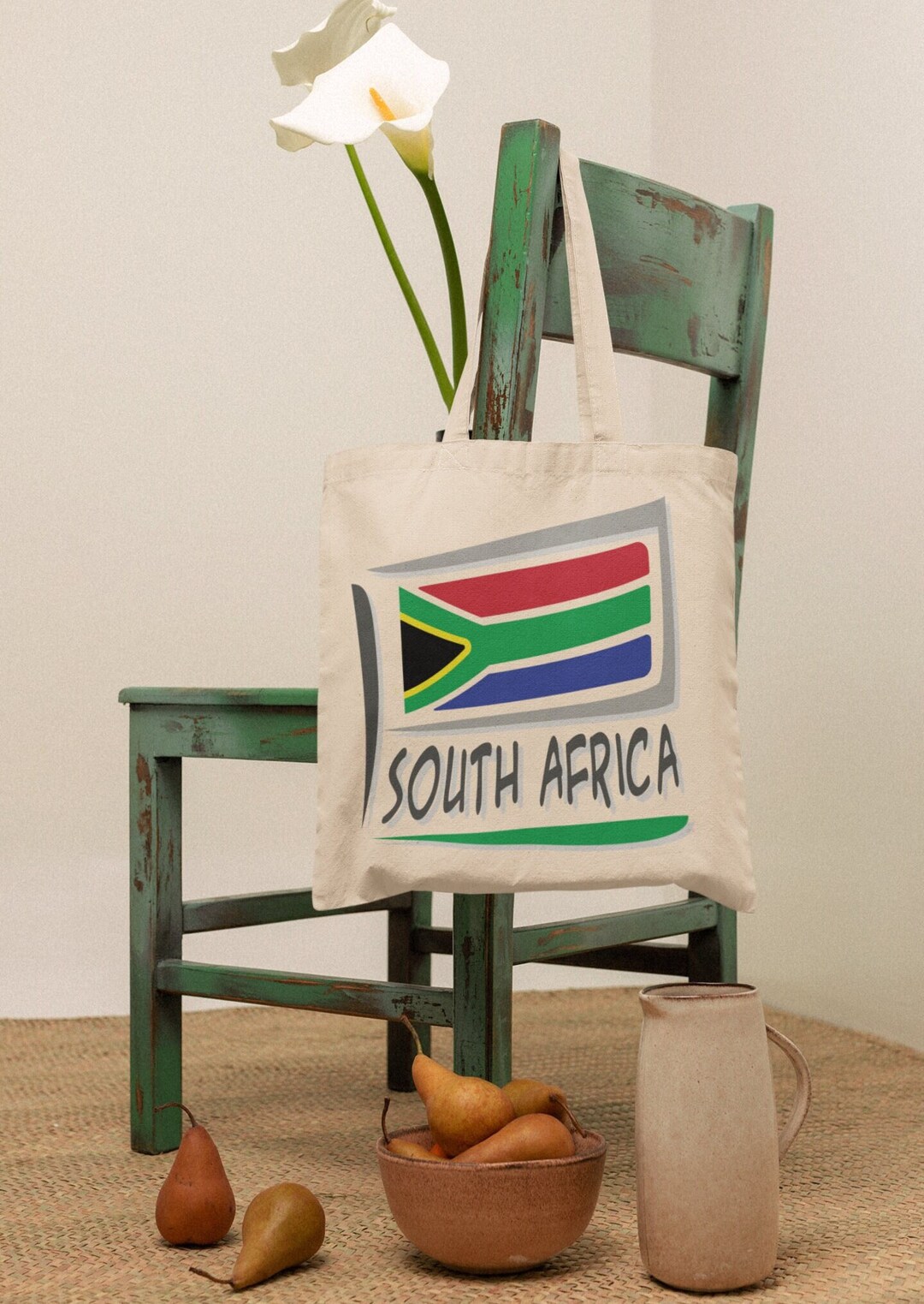 SOUTH AFRICA Flag Cotton Canvas 15 X 16 Inch Tote Bag Rwanda Support ...