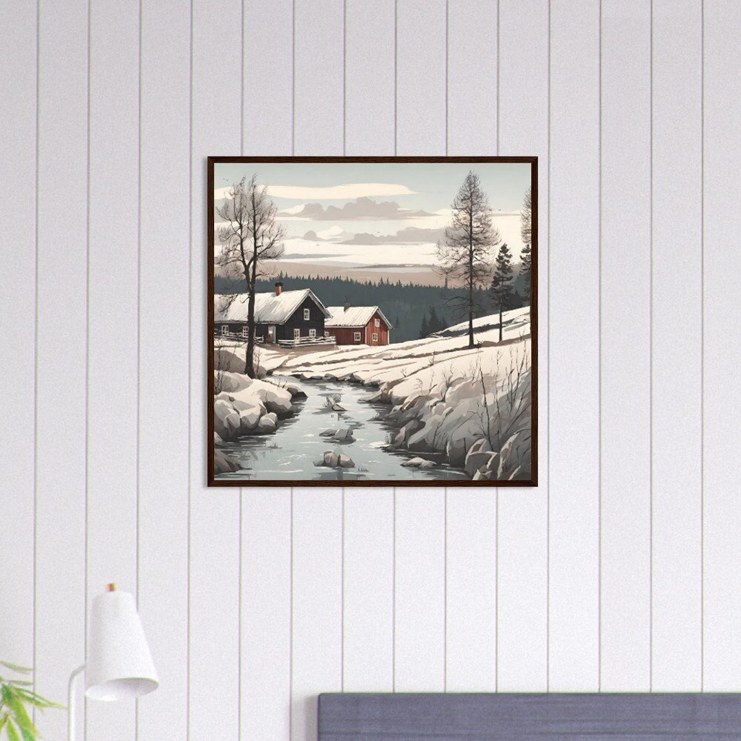 DALARNA SWEDEN Swedish Winter Landscape Travel Art Premium Matte Paper ...