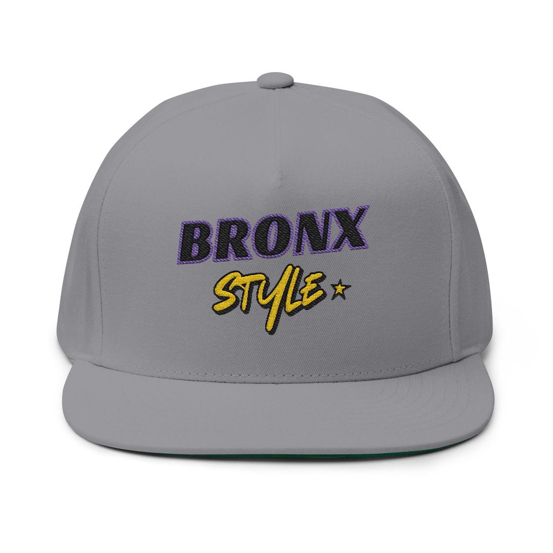Bronx Style - Embroidered Flat Bill Cap- Trendy Unisex Hat for Casual ...
