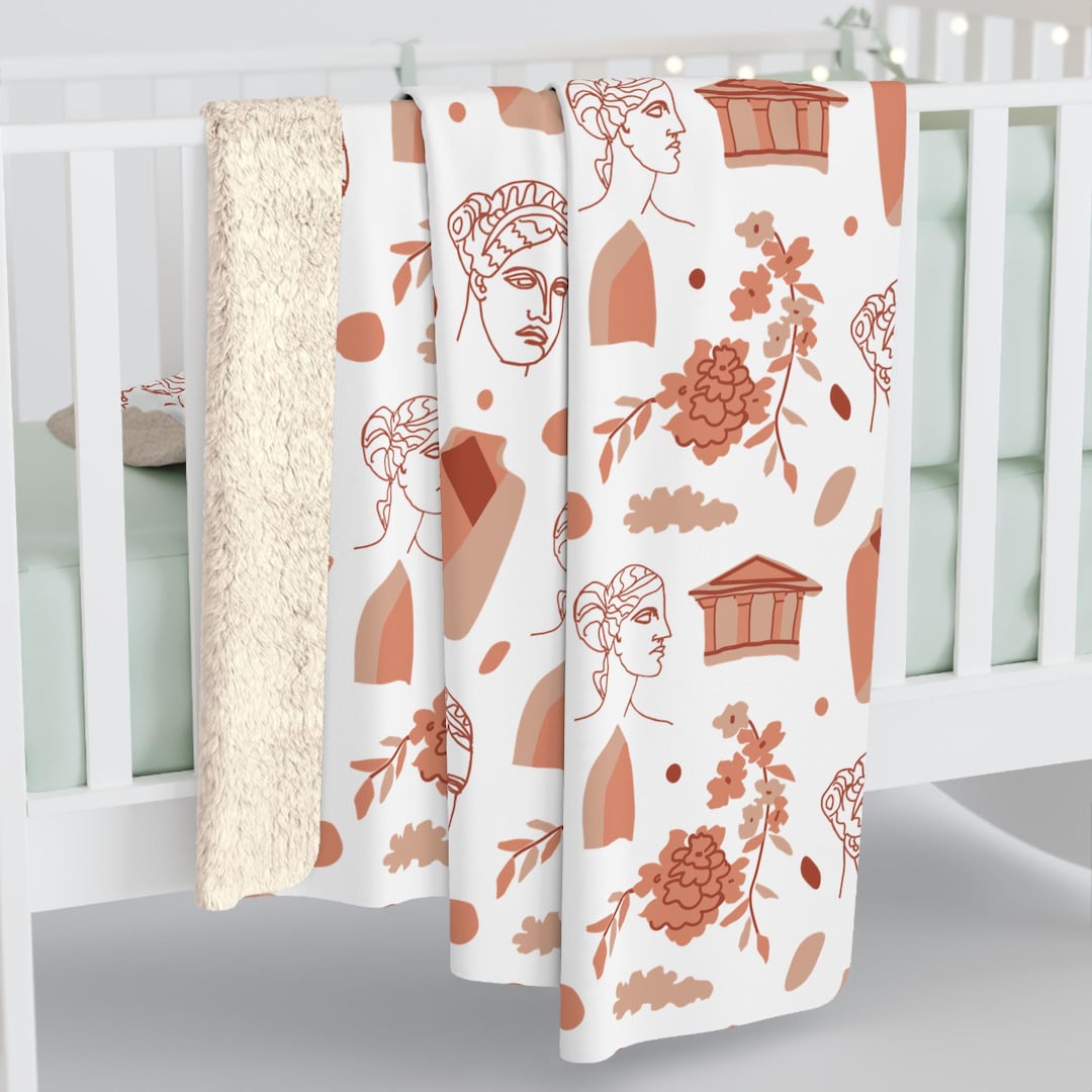 Greek Gods Pattern, Cozy Sherpa Fleece Blanket, Home Decor Gift, Sofa ...