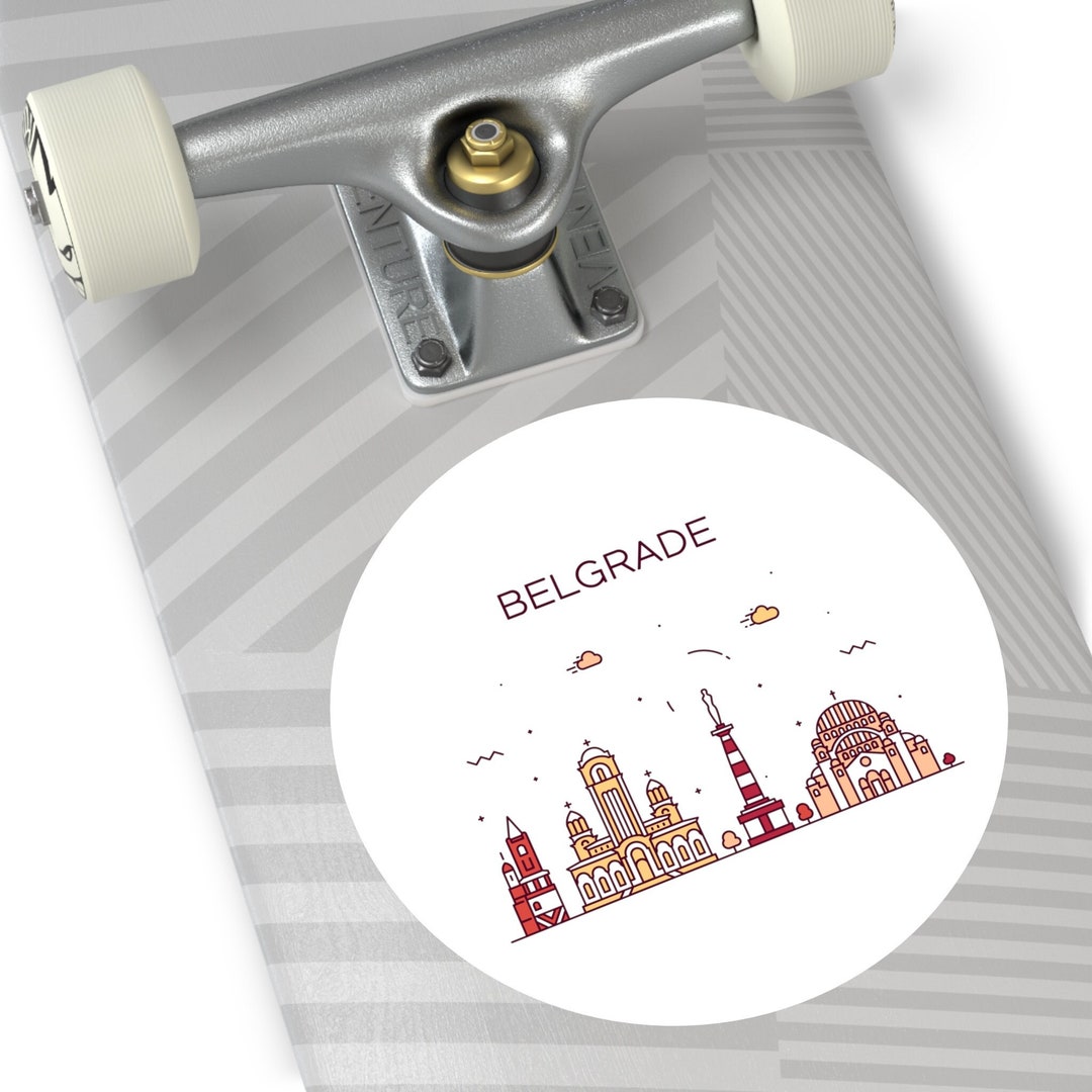 BELGRADE SERBIA City Skyline Serbian Travel Round Water Resistant Vinyl ...