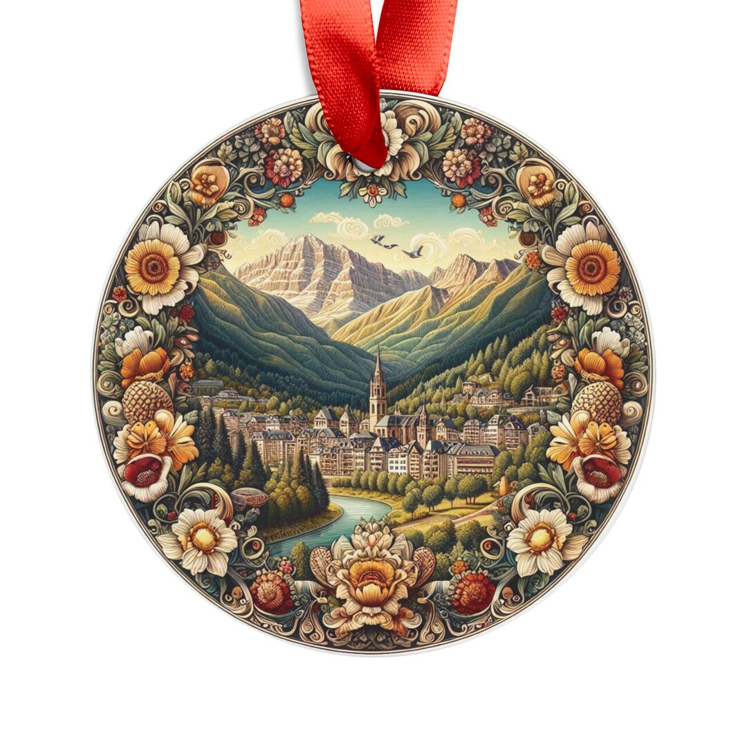 ANDORRA Landscape, Andorran Travel Round Acrylic Ornament, Personalized ...