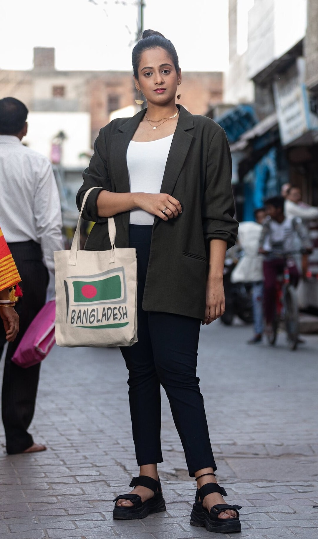 BANGLADESH Flag Cotton Canvas 15 X 16 Inch Tote Bag Bangladeshi Country ...