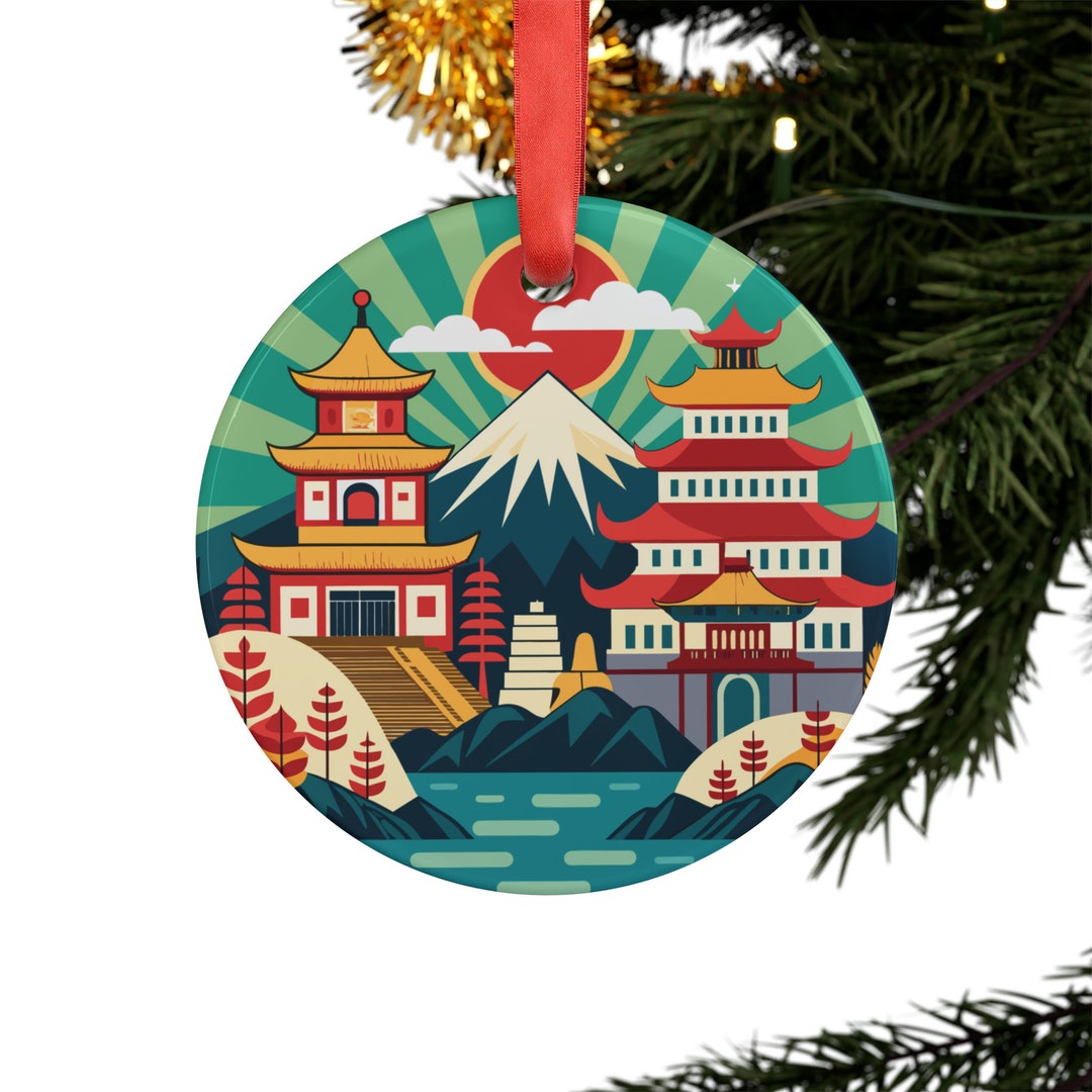 OSAKA JAPAN City Skyline, Japanese Travel Round Acrylic Ornament ...