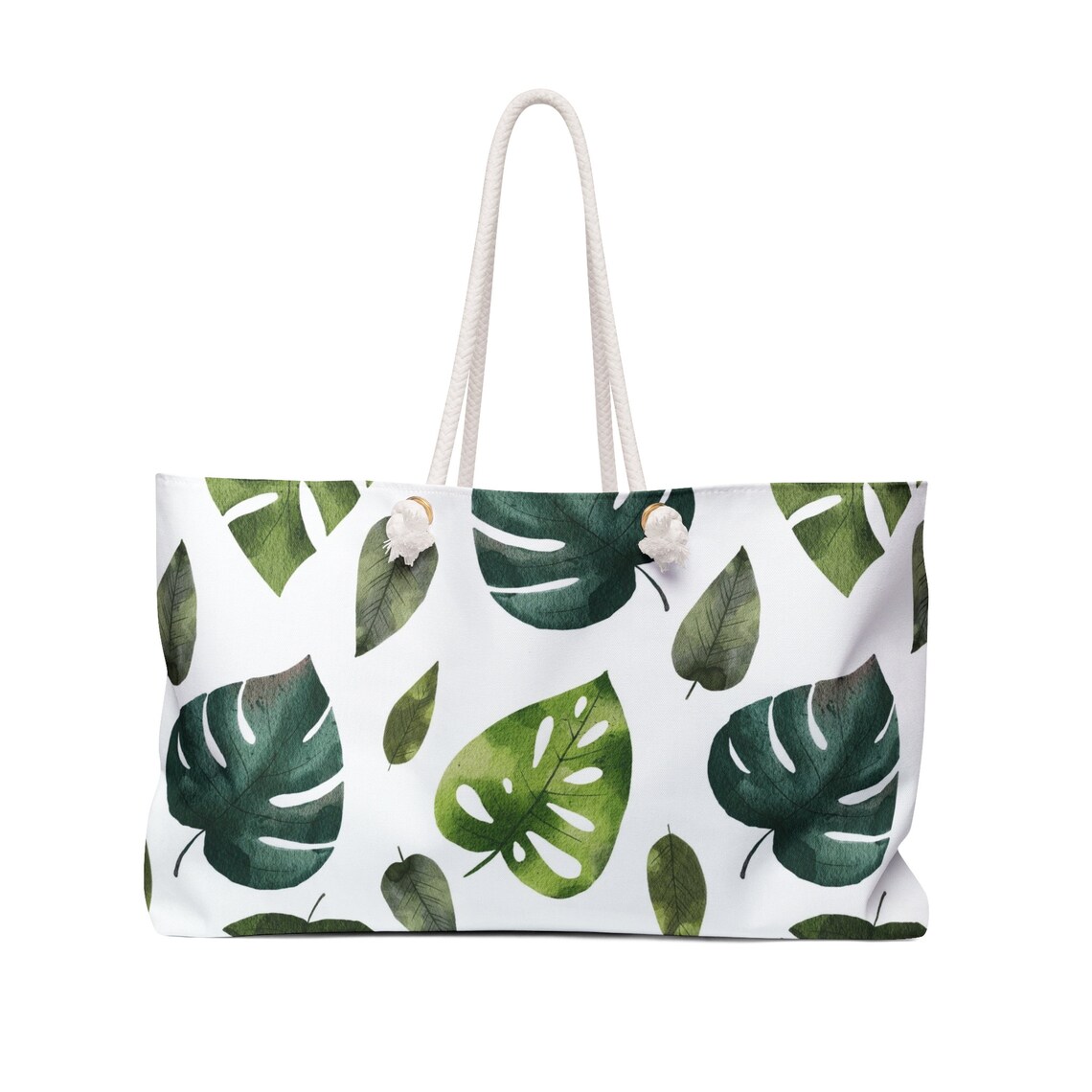MONSTERA LEAF 24 X 13 Inch Spun Polyester Weekender Bag Botanical Leaf ...