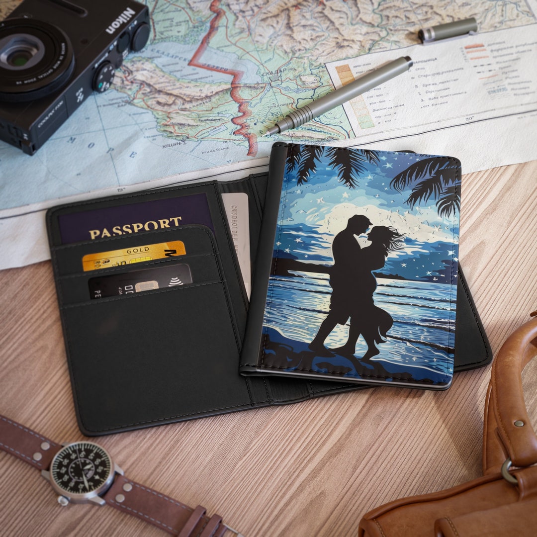 Romantic Couple Hawaiian Beach Hawaii PASSPORT WALLET Faux Leather RFID ...