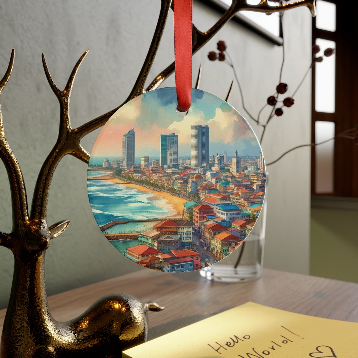COLOMBO SRI LANKA City Skyline, Sri Lankan Travel Round Acrylic ...
