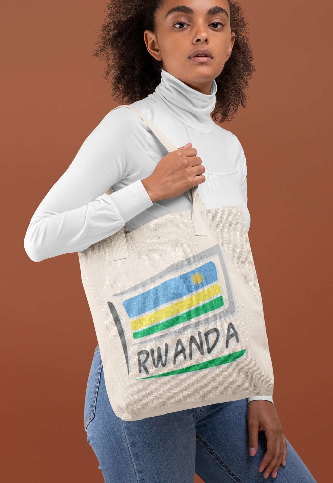 RWANDA Flag Cotton Canvas 15 X 16 Inch Tote Bag Rwanda Support Pride ...