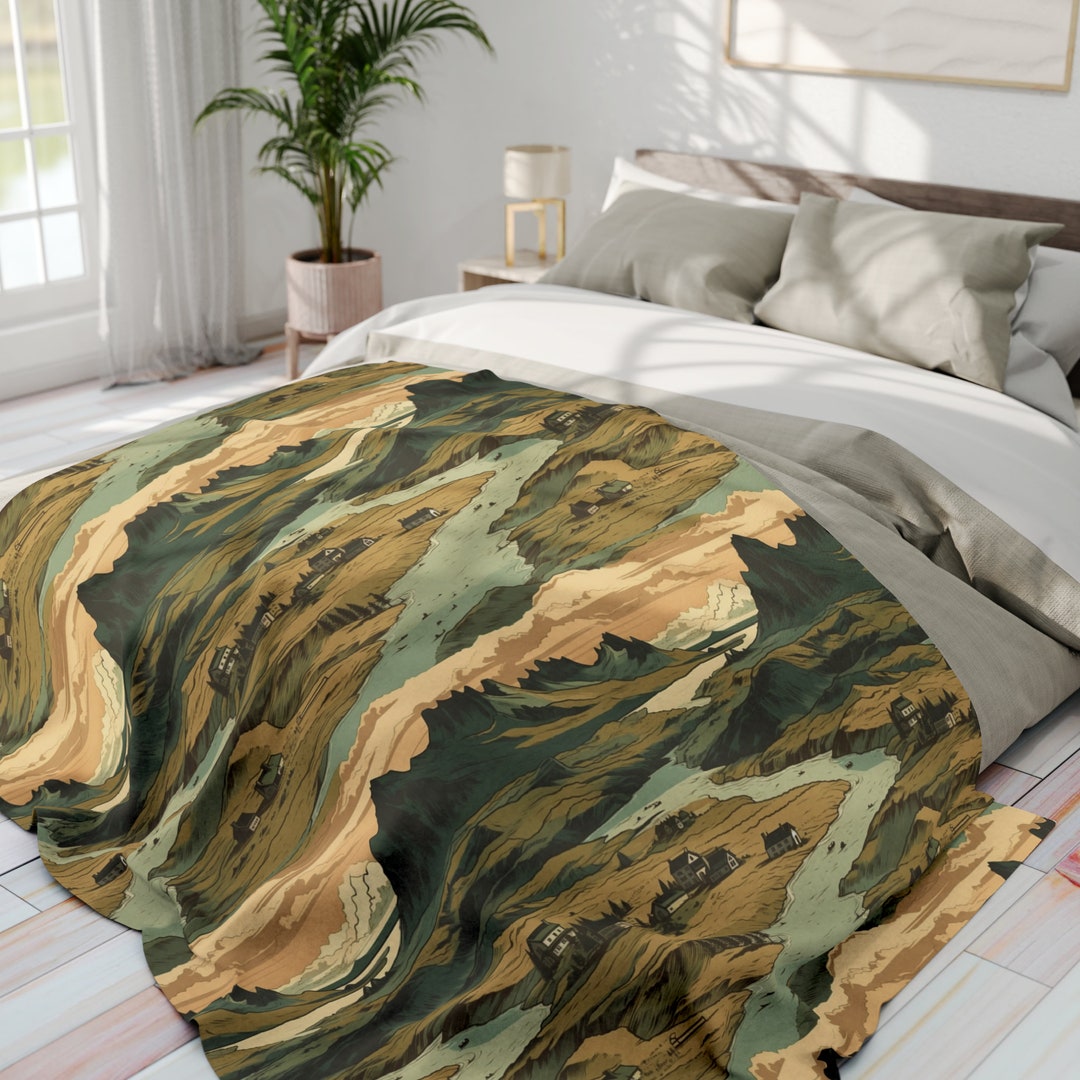 ICELAND Landscape Icelandic Nature Pattern Arctic Fleece Blanket Couch ...