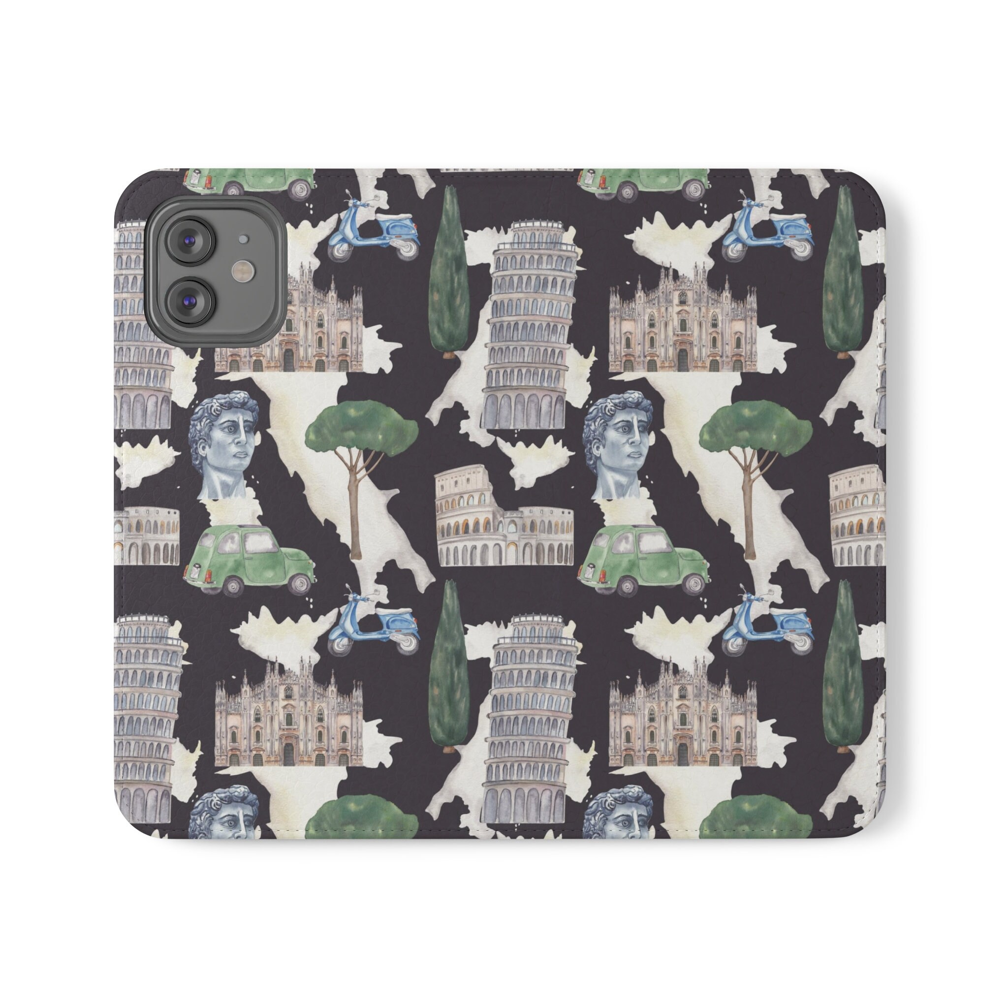 ITALY Travel Italian Motifs Vegan Faux Leather Cell Phone Folio Flip ...