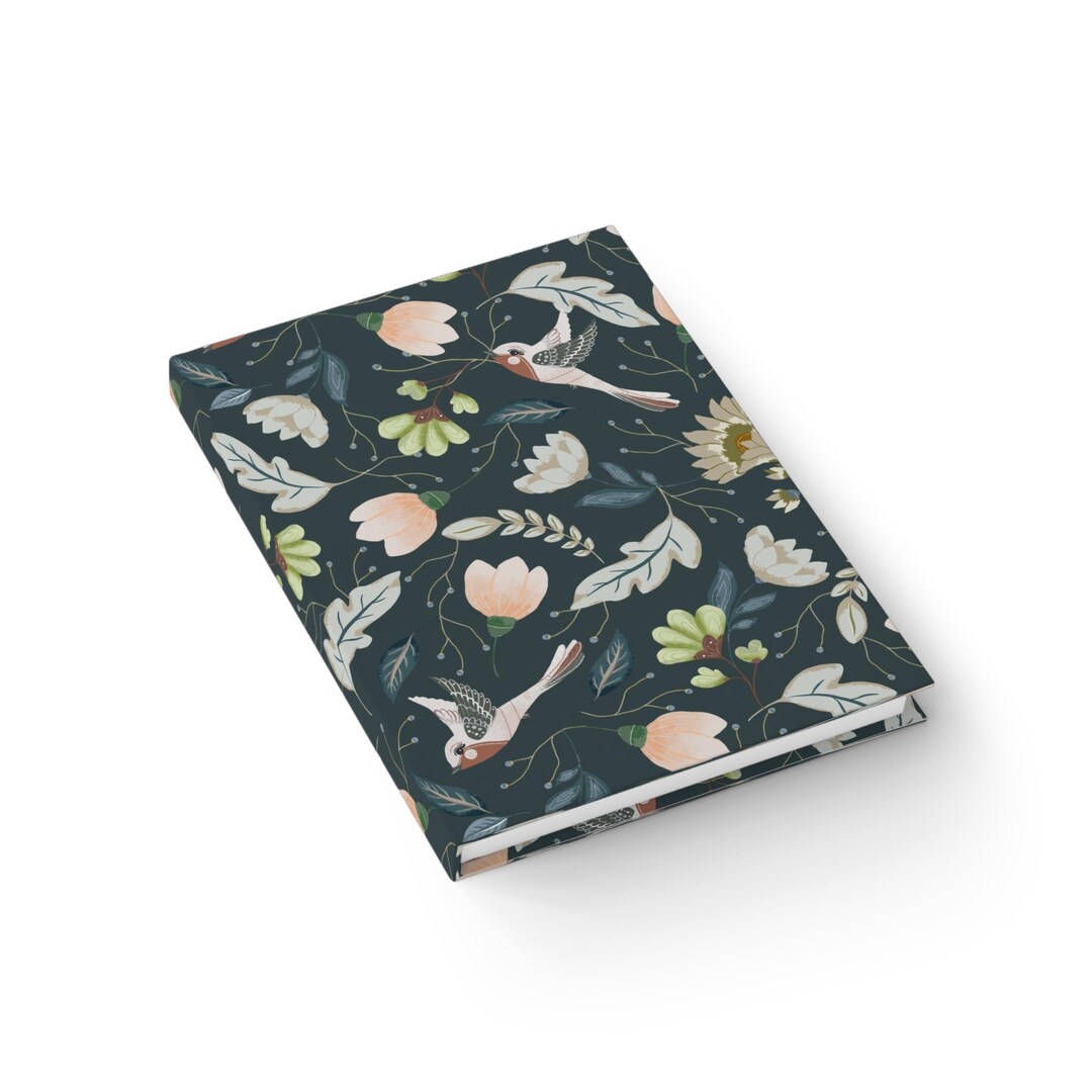 Hardcover Journal 128 Ruled Line Pages European Floral Folk Art Print ...