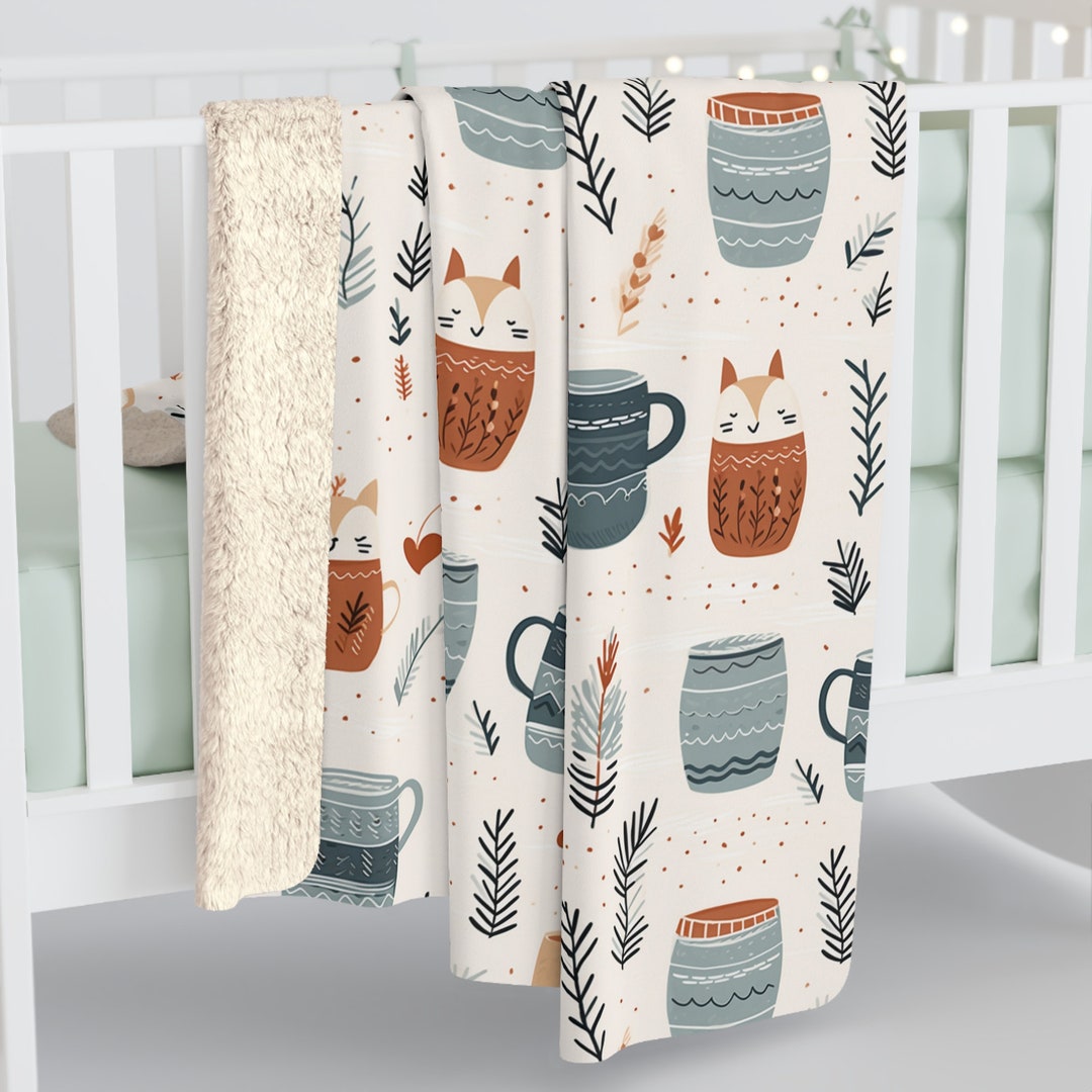 Cozy Sherpa Fleece Blanket Nordic Inspired Coffee Mug Tea Cup Pattern ...