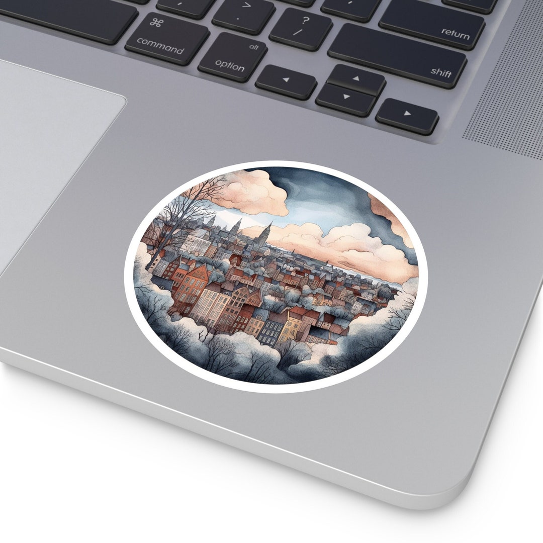 COPENHAGEN DENMARK City Skyline Travel Round Water Resistant Vinyl ...