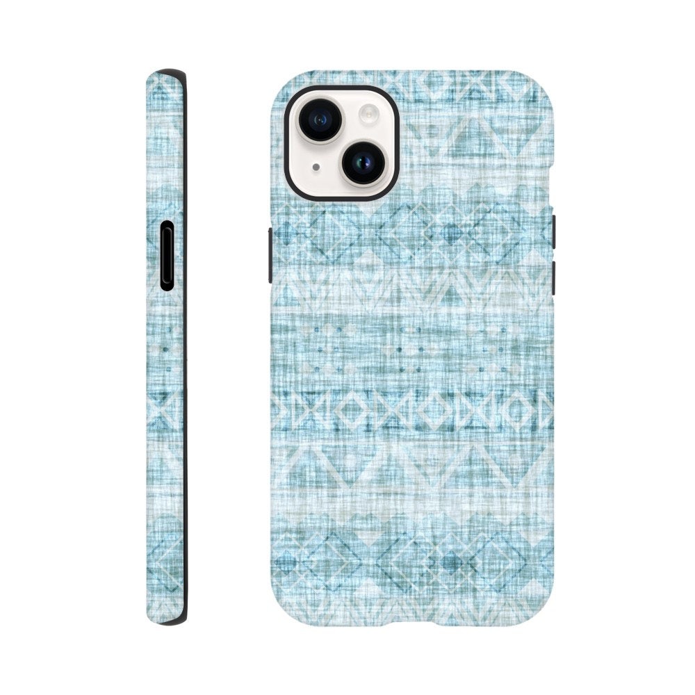 Blue Faded Rustic Tribal Pattern Cell Phone Tough Case iPhone Samsung ...