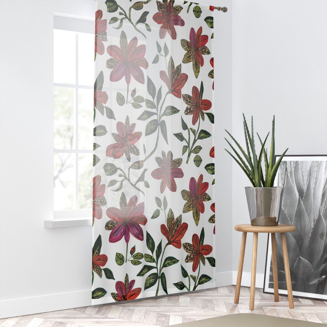 50 X 84 Inch Polyester Window Curtain Semi-transparent Panel Red ...