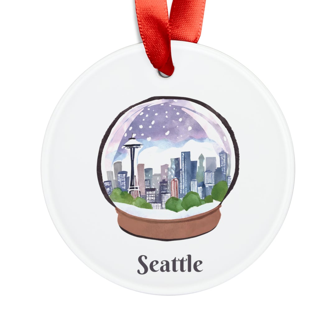 SEATTLE WA City View Skyline Snow Globe Graphic, Washington Travel ...
