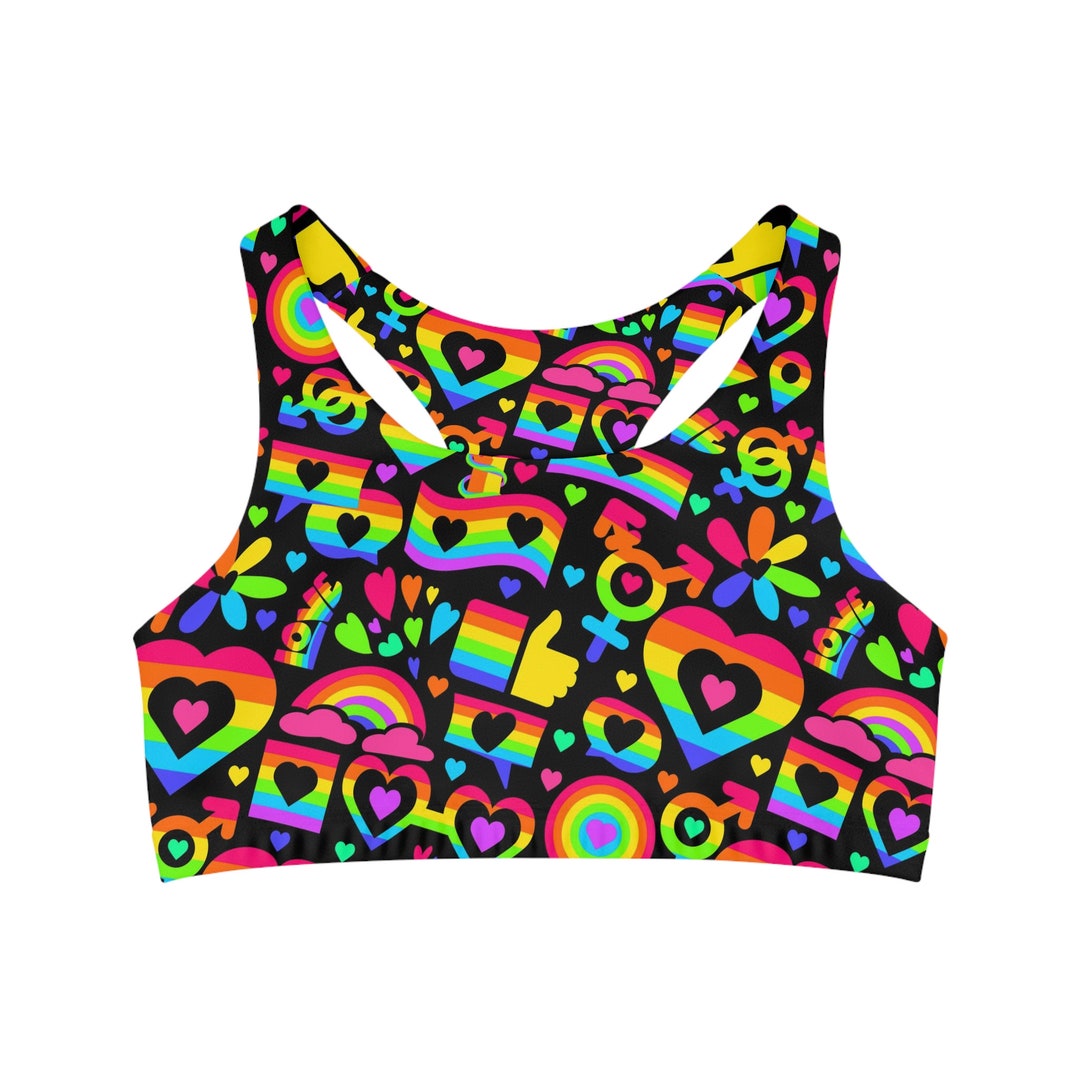 Neon Rainbow LGBTQ Pride Pattern Women's Seamless Microfiber Polyester ...