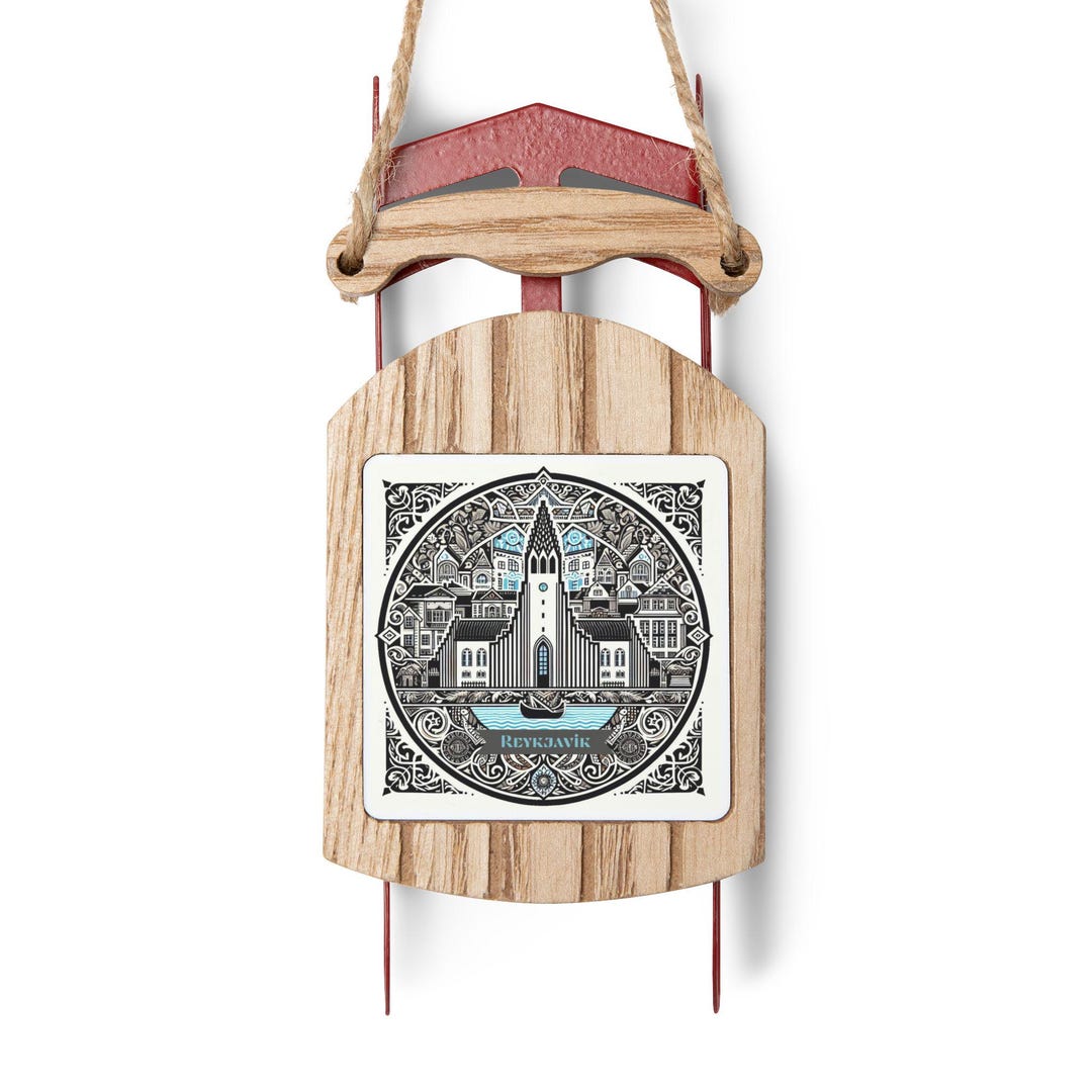 REYKJAVIK ICELAND Vintage Style Sled Ornaments | Christmas Decor ...