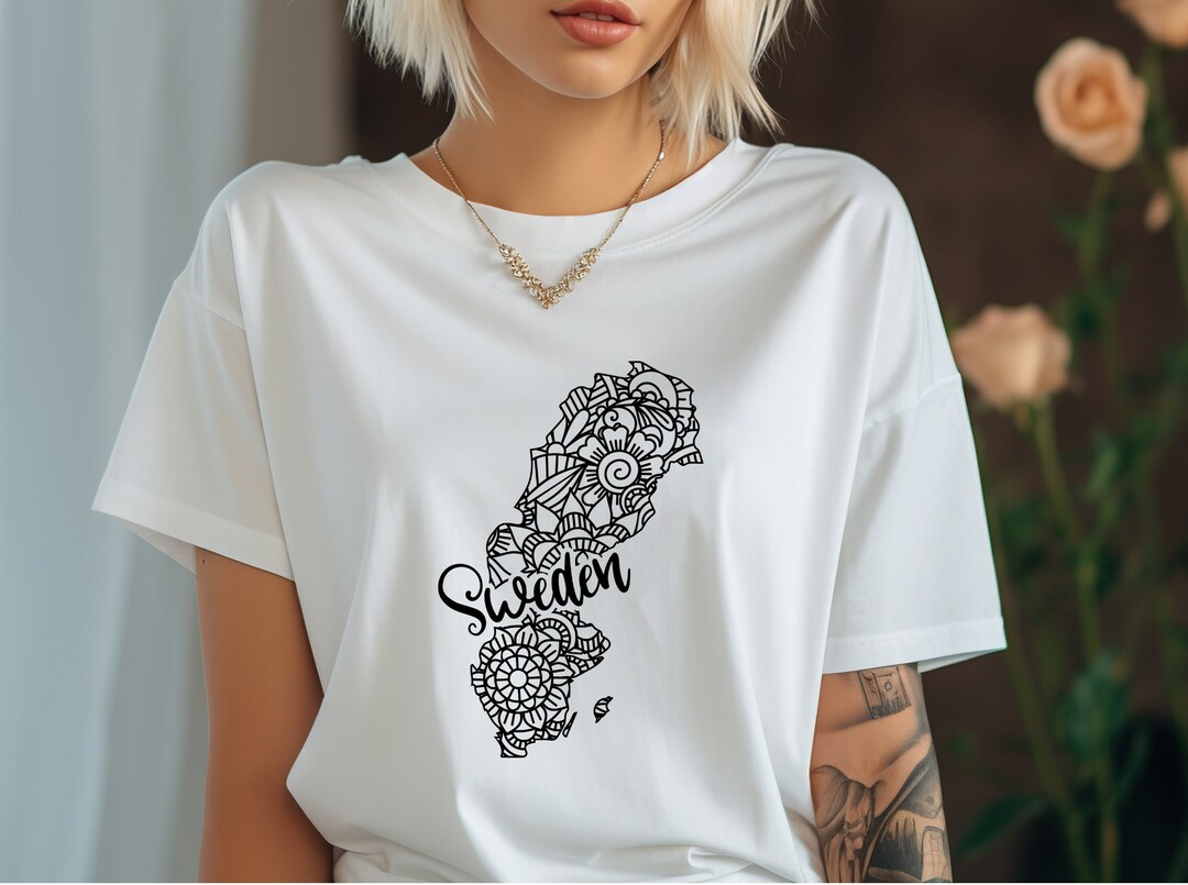 SWEDEN Country Outline Mandala Unisex Softstyle T-shirt Gildan Graphic ...