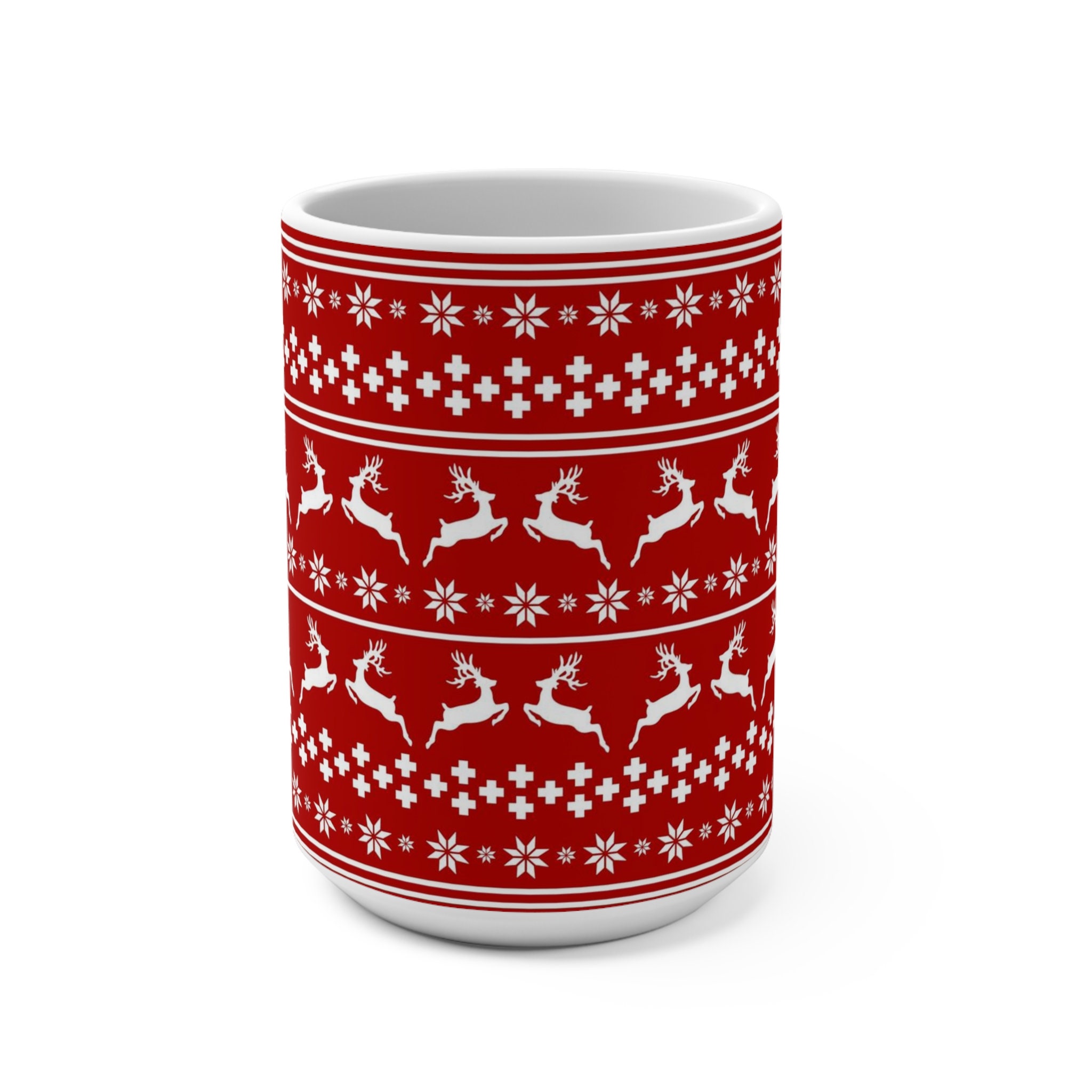 Red White Scandinavian Reindeer Winter Christmas Pattern Nordic Design ...
