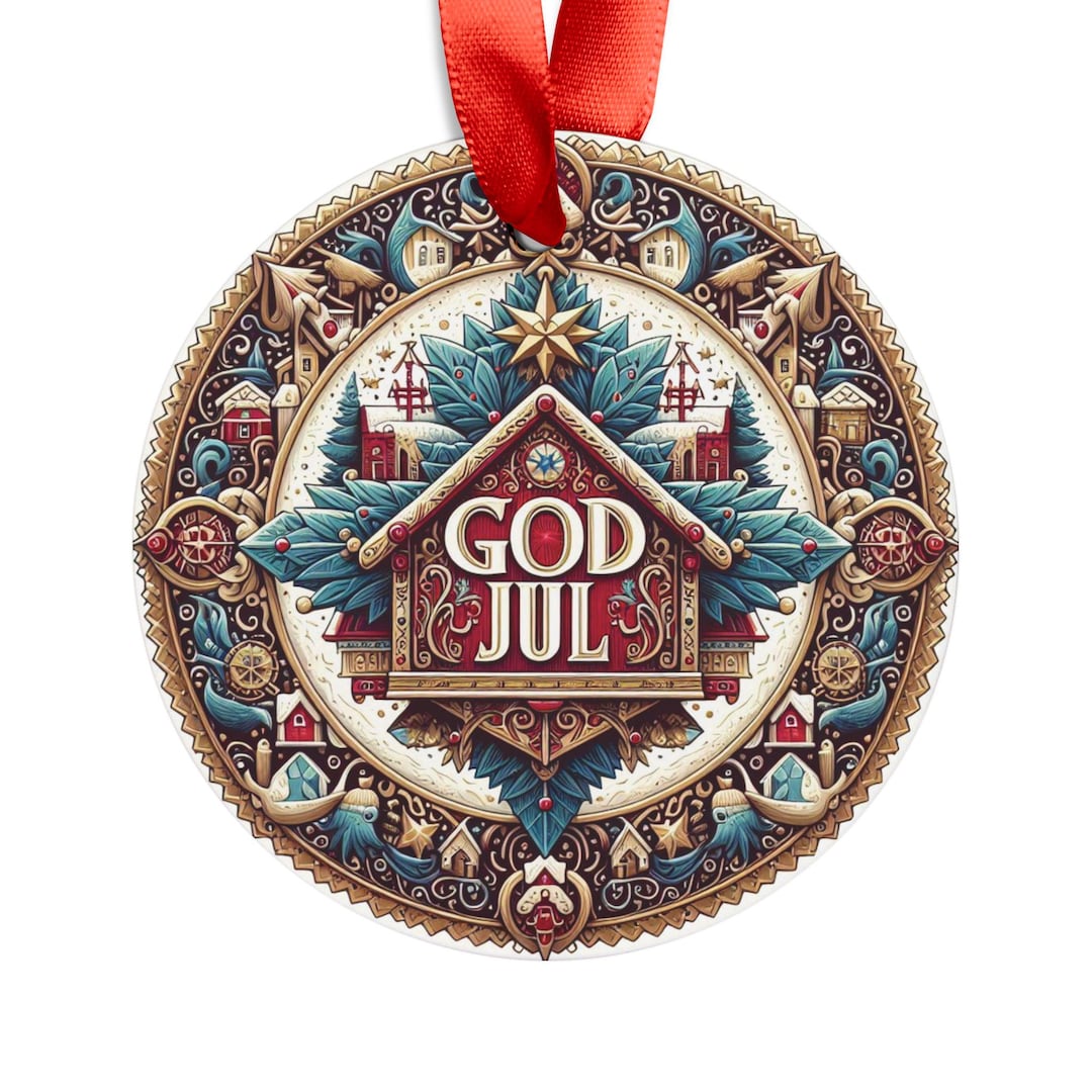 GOD JUL, Norway, Sweden Christmas, Scandinavian Inspired Round Acrylic ...