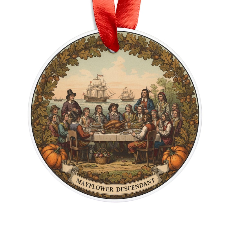 Mayflower Descendant - Personalized Round Acrylic Ornament ...