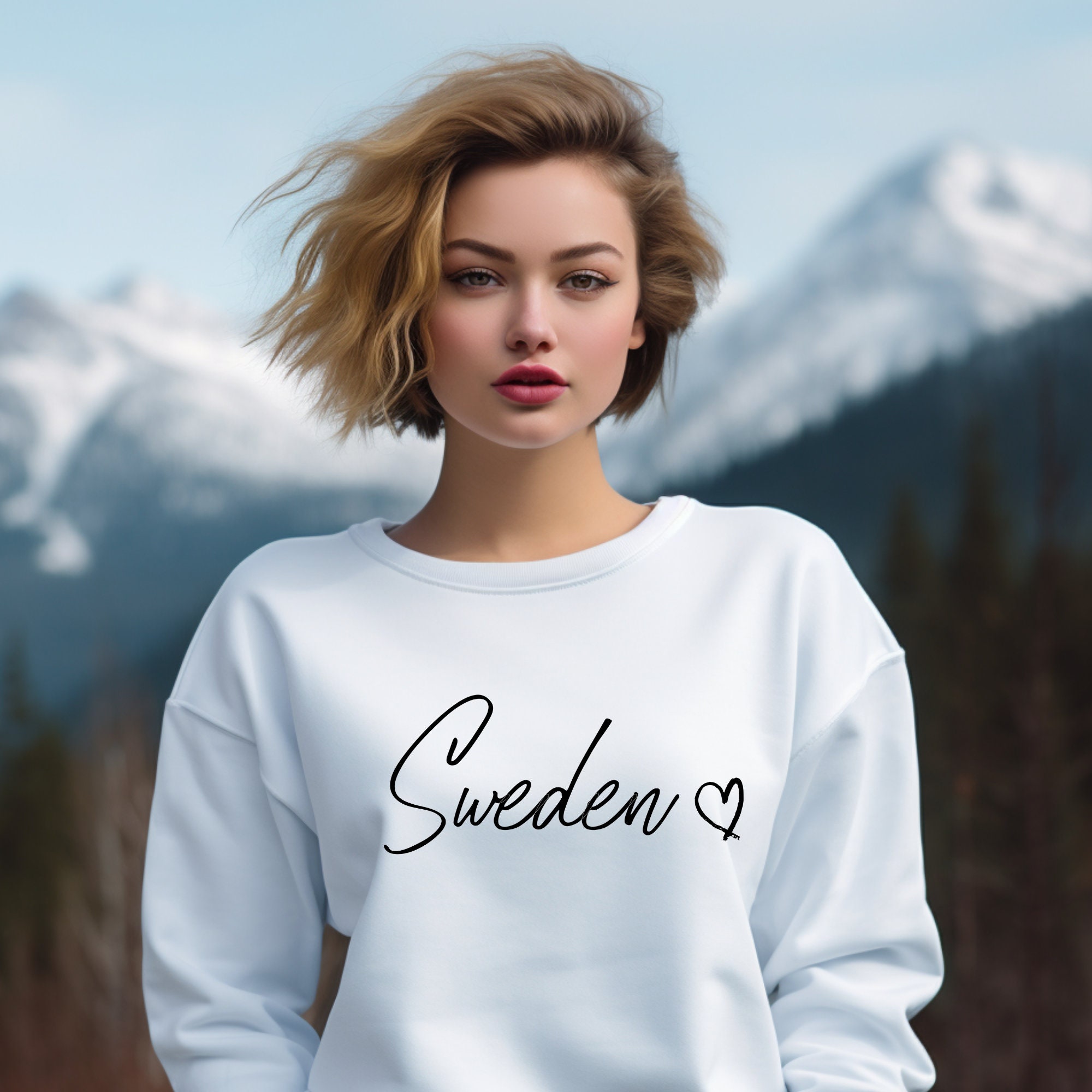 SWEDEN Minimalist Cursive Script Heart Swedish Family Tree Roots ...