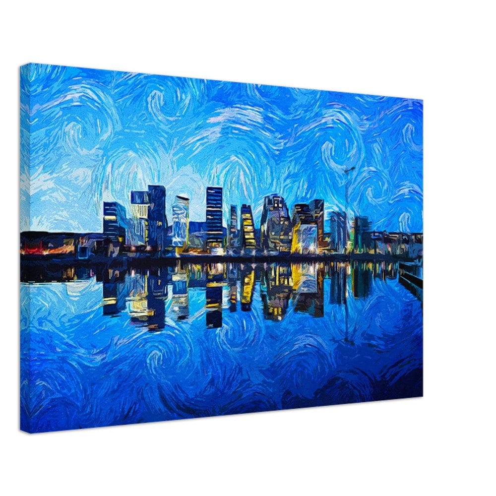 OSLO NORWAY City Skyline Night View Art 0.75 Slim Stretched Canvas ...