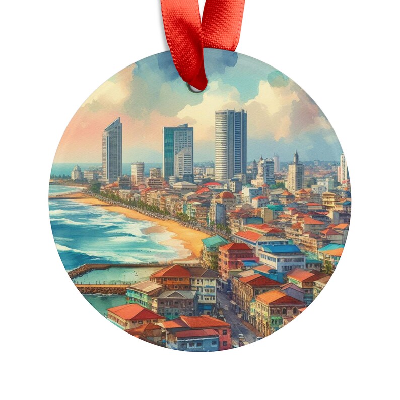 COLOMBO SRI LANKA City Skyline, Sri Lankan Travel Round Acrylic ...