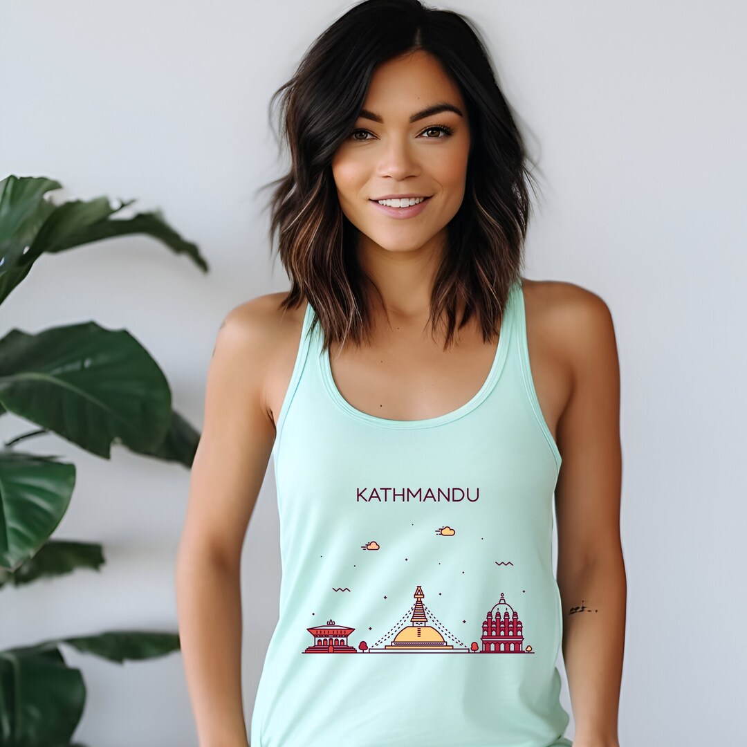 KATHMANDU NEPAL City Skyline View Women's Ideal Fitted Racerback Tank ...