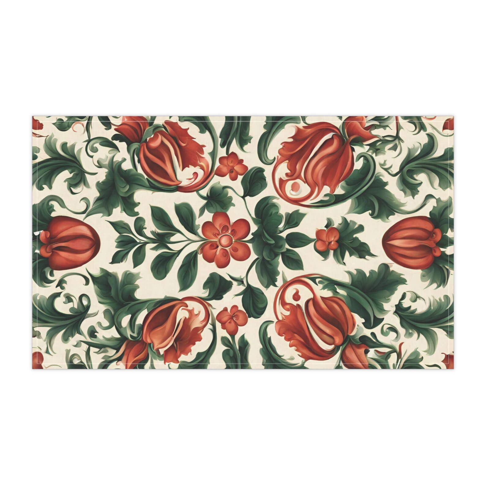 Norwegian Rosemaling Inspired Nordic Floral Pattern 18 X 30 Inch ...