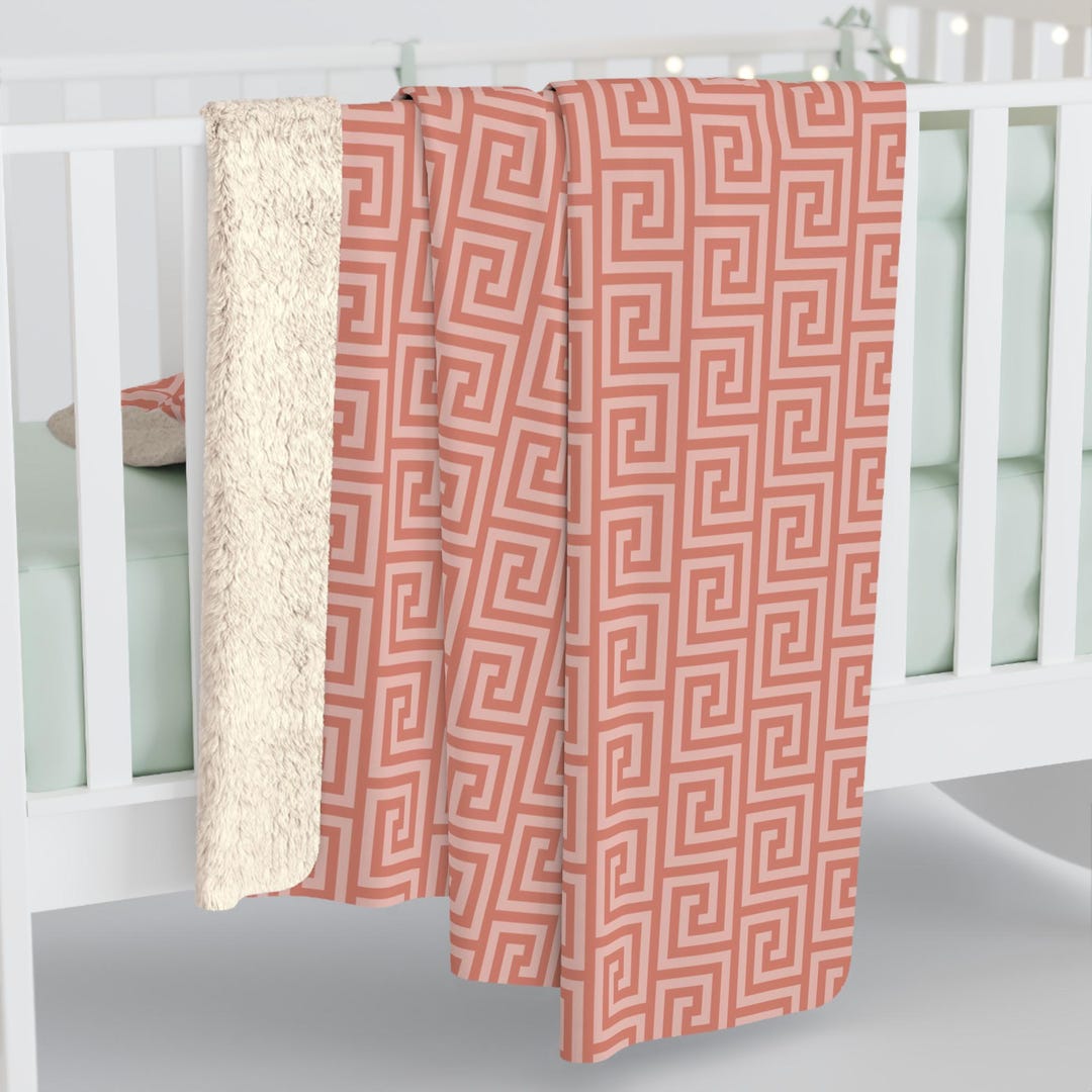 Pastel Greek Key Pattern, Cozy Sherpa Fleece Blanket, Home Decor Gift ...