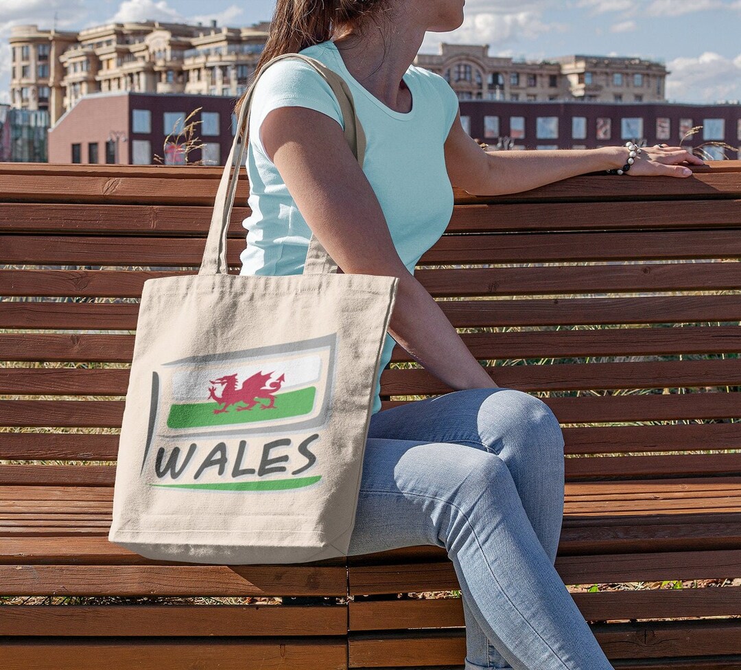 WALES Flag Cotton Canvas 15 X 16 Inch Tote Bag Welsh Country Pride ...