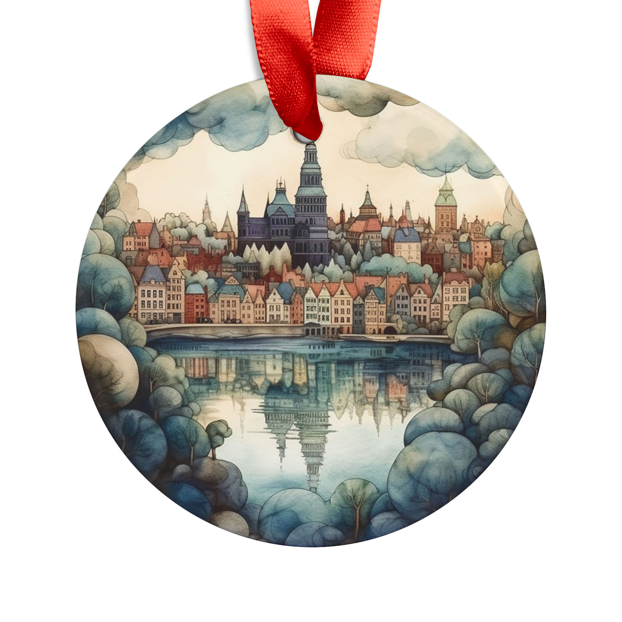 STOCKHOLM SWEDEN City View Skyline, Swedish Travel Round Acrylic ...