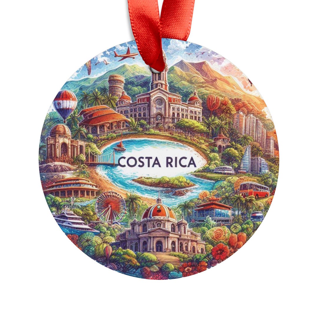 COSTA RICA Landmarks, Costa Rican Travel Round Acrylic Ornament ...