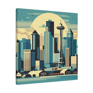 SEATTLE WASHINGTON City Skyline Constructivist Style Travel Art 0.75 ...