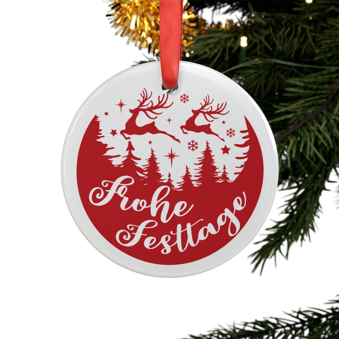 Frohe Festtage, Weihnachten Reindeer German Christmas Round Acrylic ...