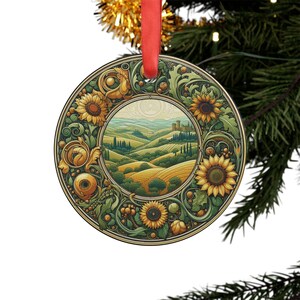 TUSCANY ITALY, Tuscan Landscape Italian Round Acrylic Ornament ...